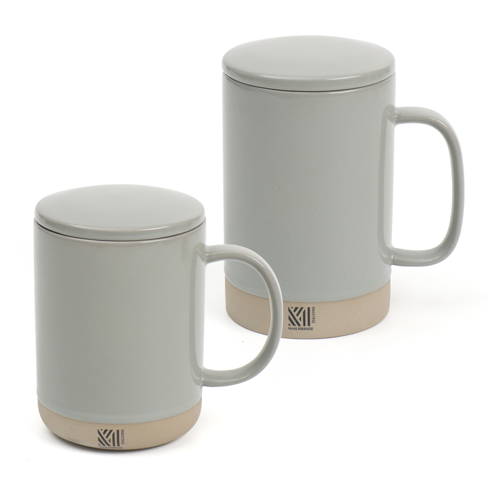 도자기 뚜껑 머그컵 350ml 1p 500ml 1p 블랙 - 온채널