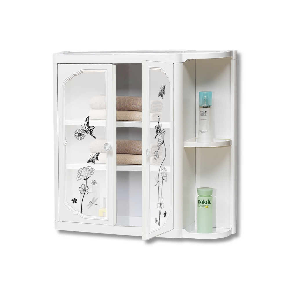 좌우겸용 3단선반 나비 욕실수납장(반날개형) 욕실장 - 온채널