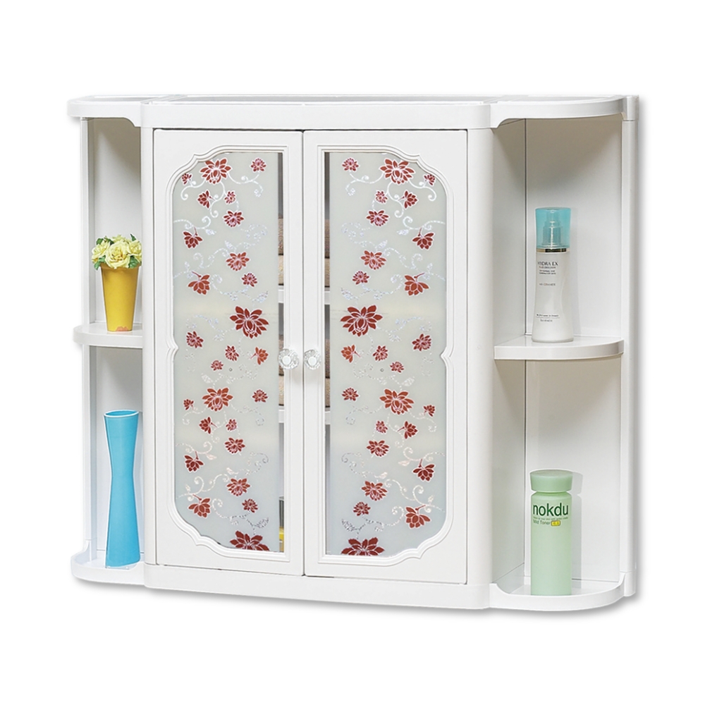 양날개 3단선반 플라워IV 욕실수납장(특대형) - 온채널