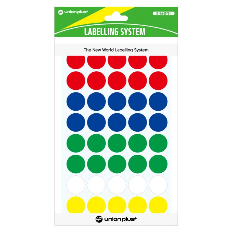 유니온 스티커 원형 (5색혼합) (지름16mm) (7매입) (UL-301-1) - 온채널