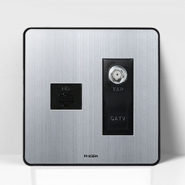 CATV 2방 8P 콘센트 커버 스위치 커버 실버 2개용 - 온채널