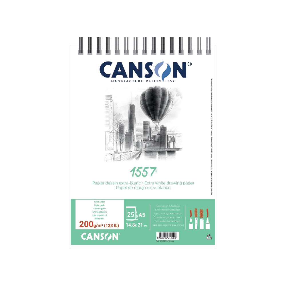 캔손 CANSON 1557 스케치북 A5 200g 스프링타입 드로잉 크로키 뎃생작업 - 온채널
