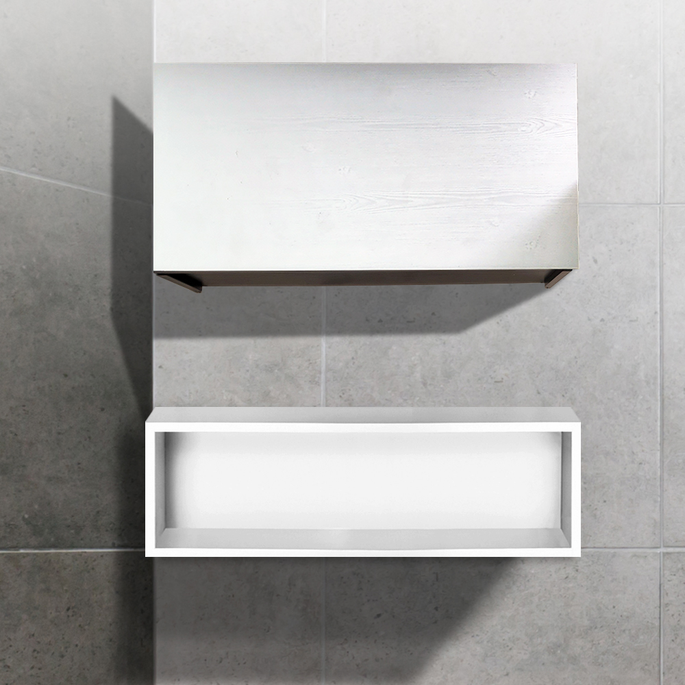 미니 욕실 플랩 수납장 화이트 수건장 상단장 보조장 세트 - 온채널