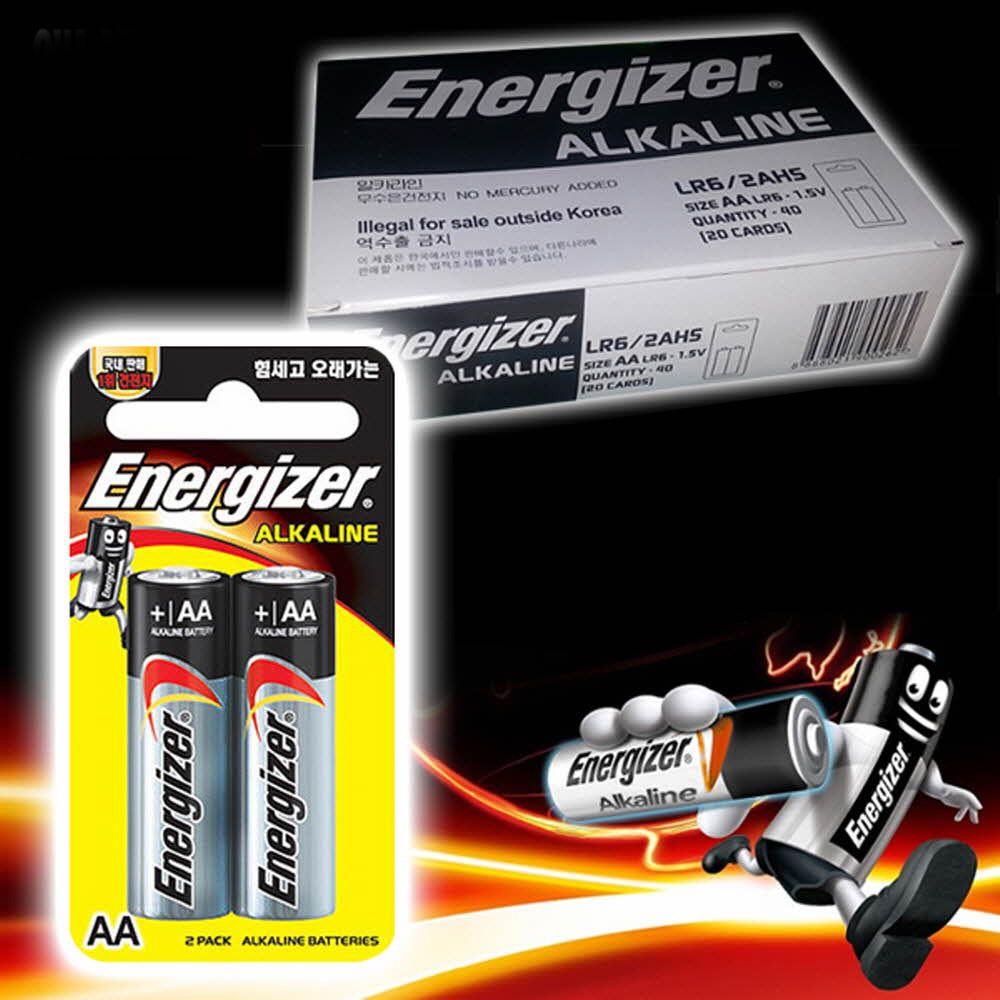 에너자이저 알카라인 AA건전지 40P 박스 LR6 밧데리 - 온채널