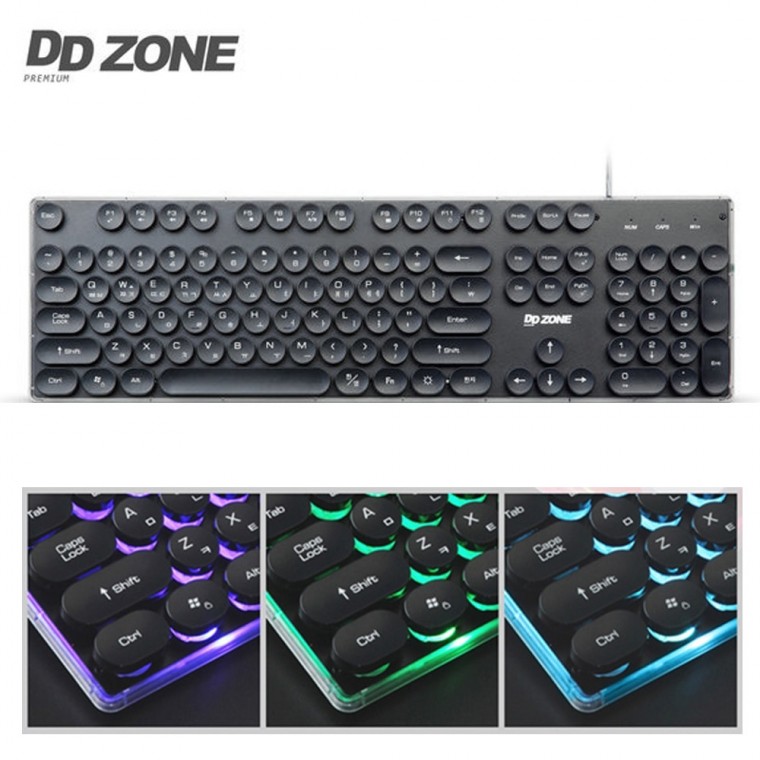 DDZONE 레트로감성 멤브레인 LED키보드 K-650 (블랙) - 온채널